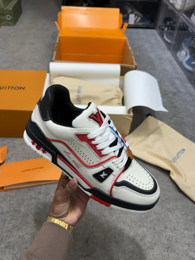 Virgil Abloh Iconic LV Trainer Sneaker Red White With Double Box Made ...